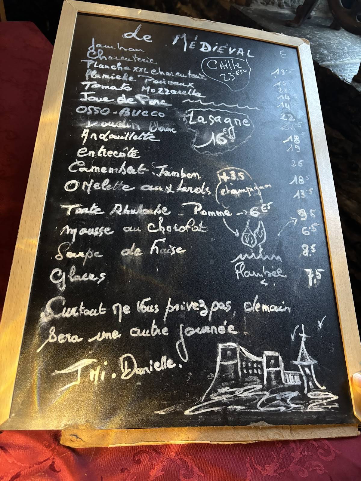 Menu au LE MEDIEVAL restaurant, Hierges