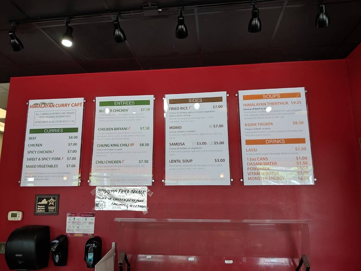 Menu at Himalayan Curry Cafe, Blacksburg, 781 University City Blvd