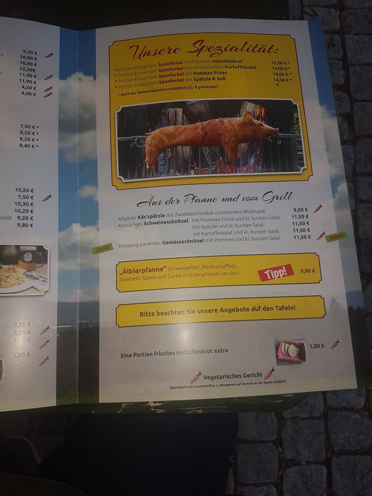 Speisekarte von Hirschgarten der Biergarten in Kirchheim Teck ...
