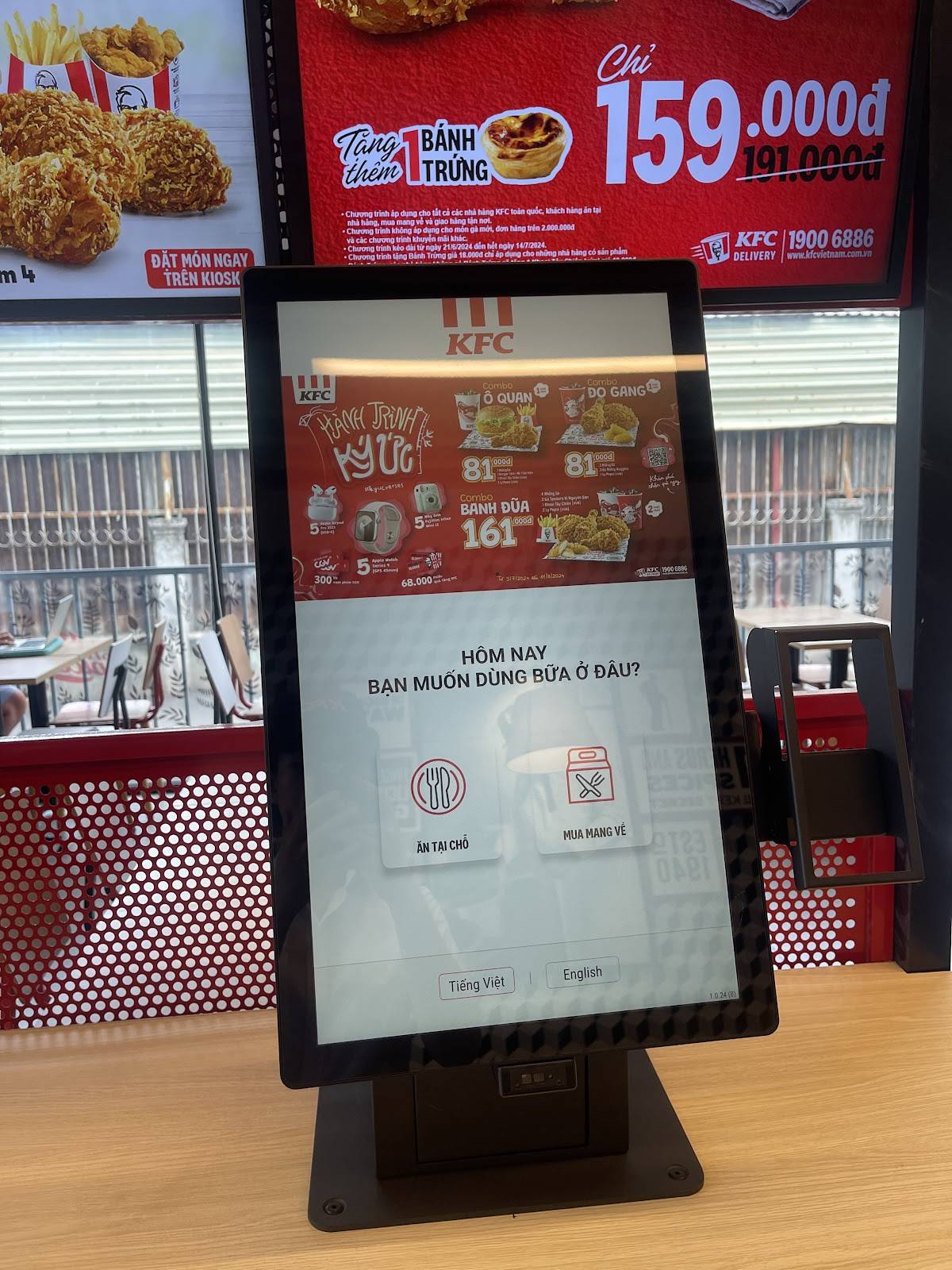 Menu at KFC Nguyễn Xí restaurant, Ho Chi Minh City
