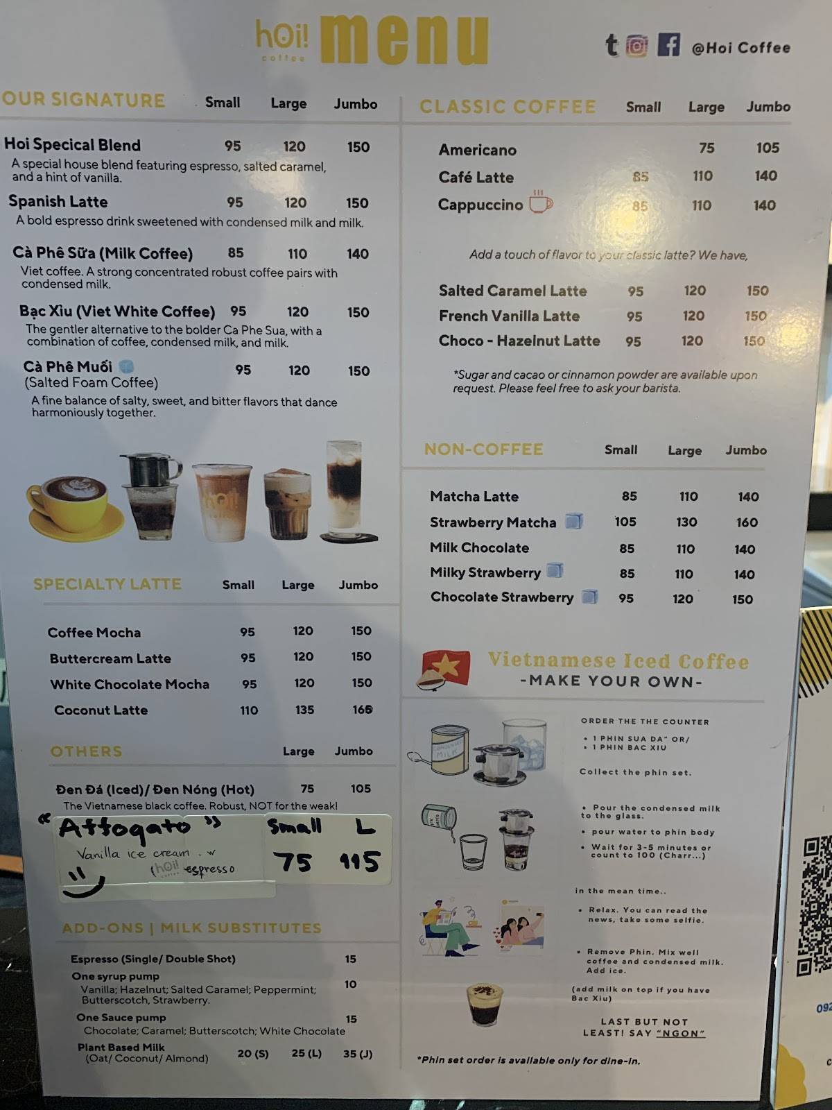 Menu at Hoi Coffee - Work Cafés, Taguig