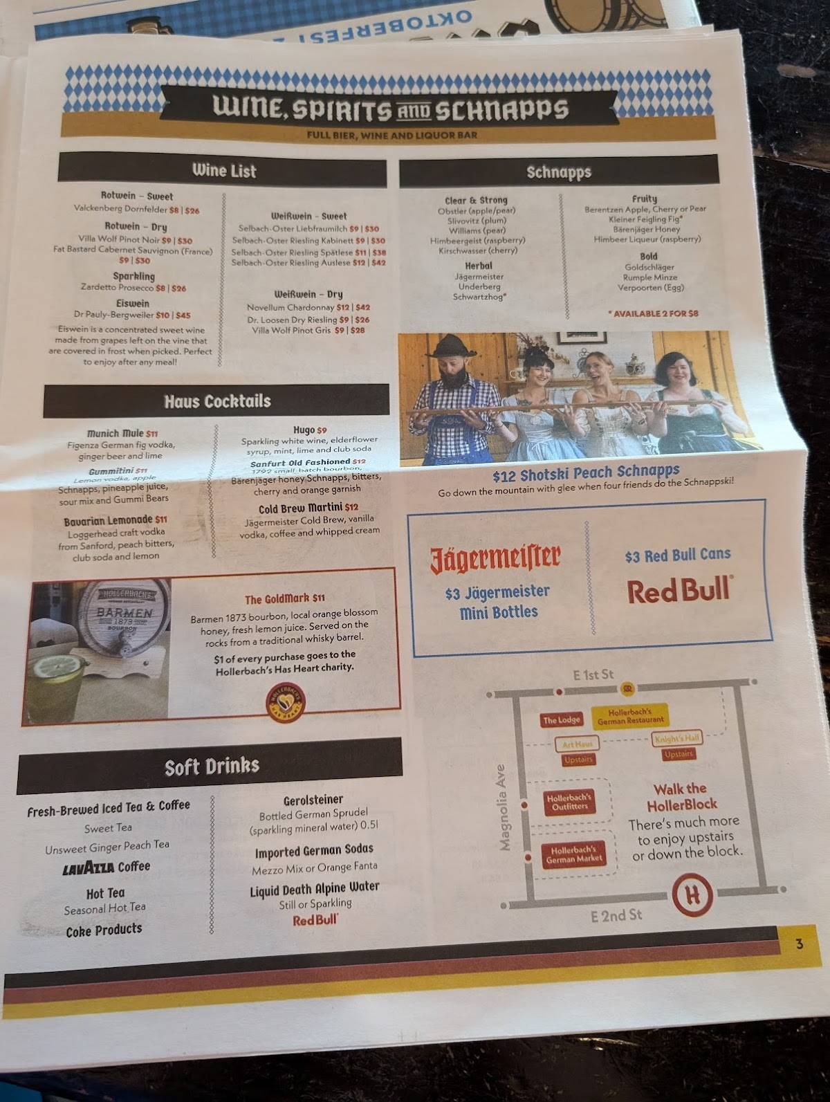 Menu at Hollerbach's German Restaurant, Sanford