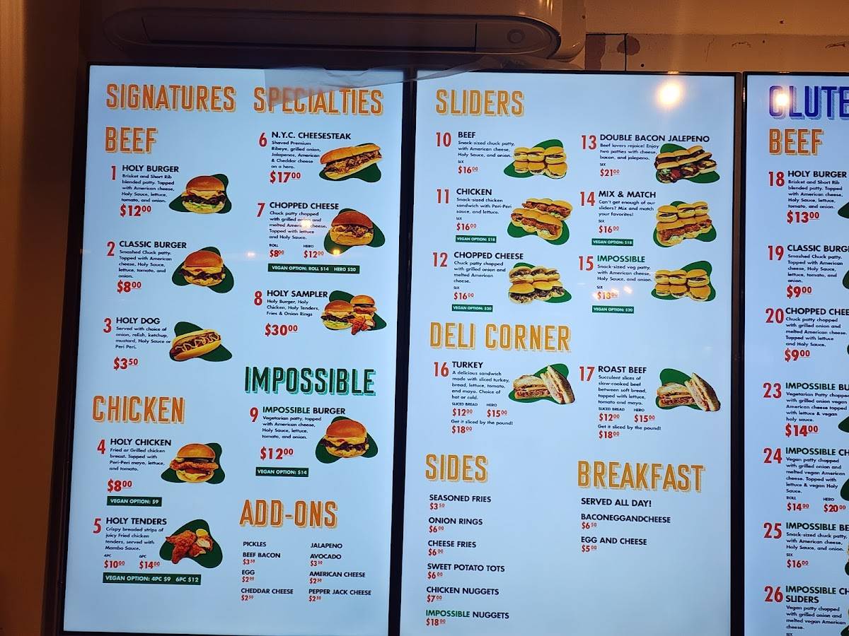Menu at Holy Cow Burgers restaurant, Elmont