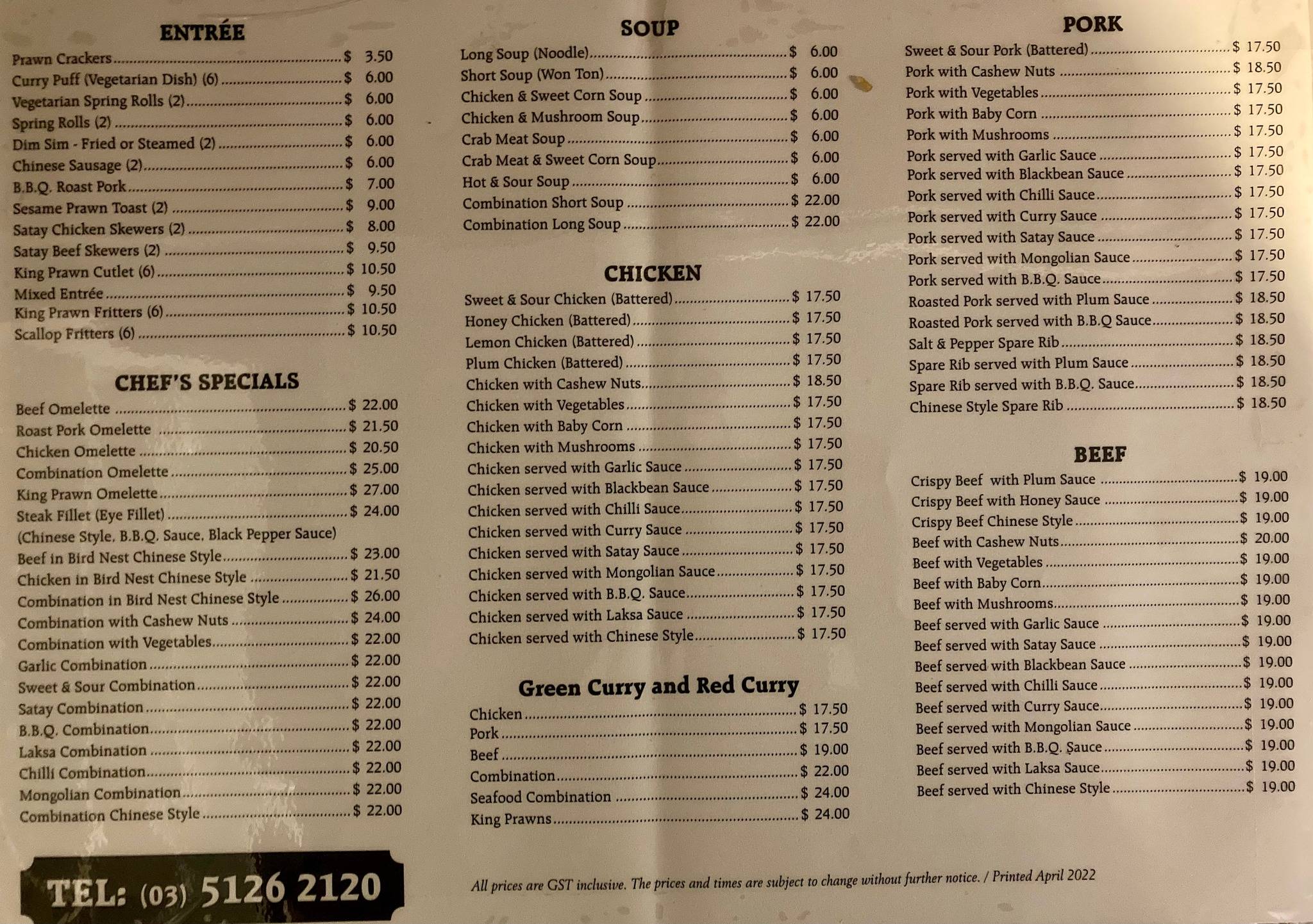 Menu at Home Taste Chinese Restaurant, Newborough