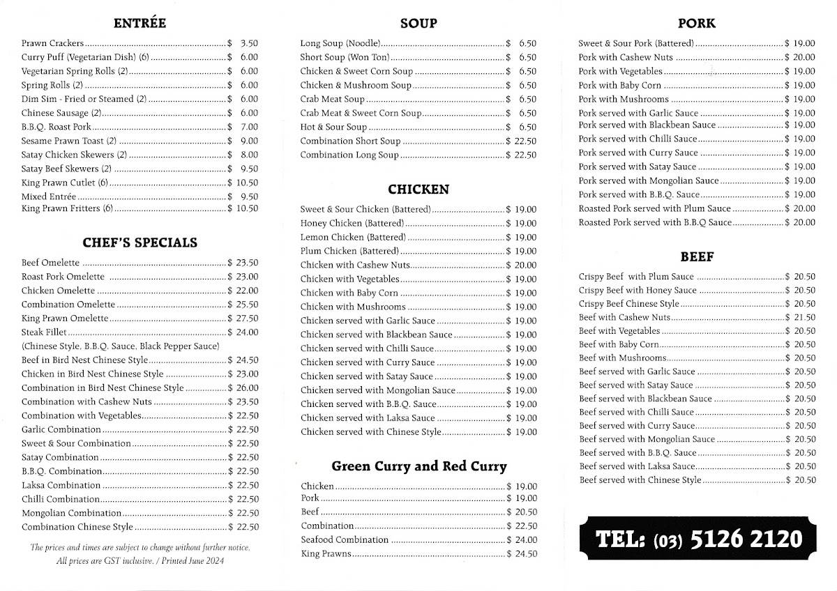 Menu at Home Taste Chinese Restaurant, Newborough