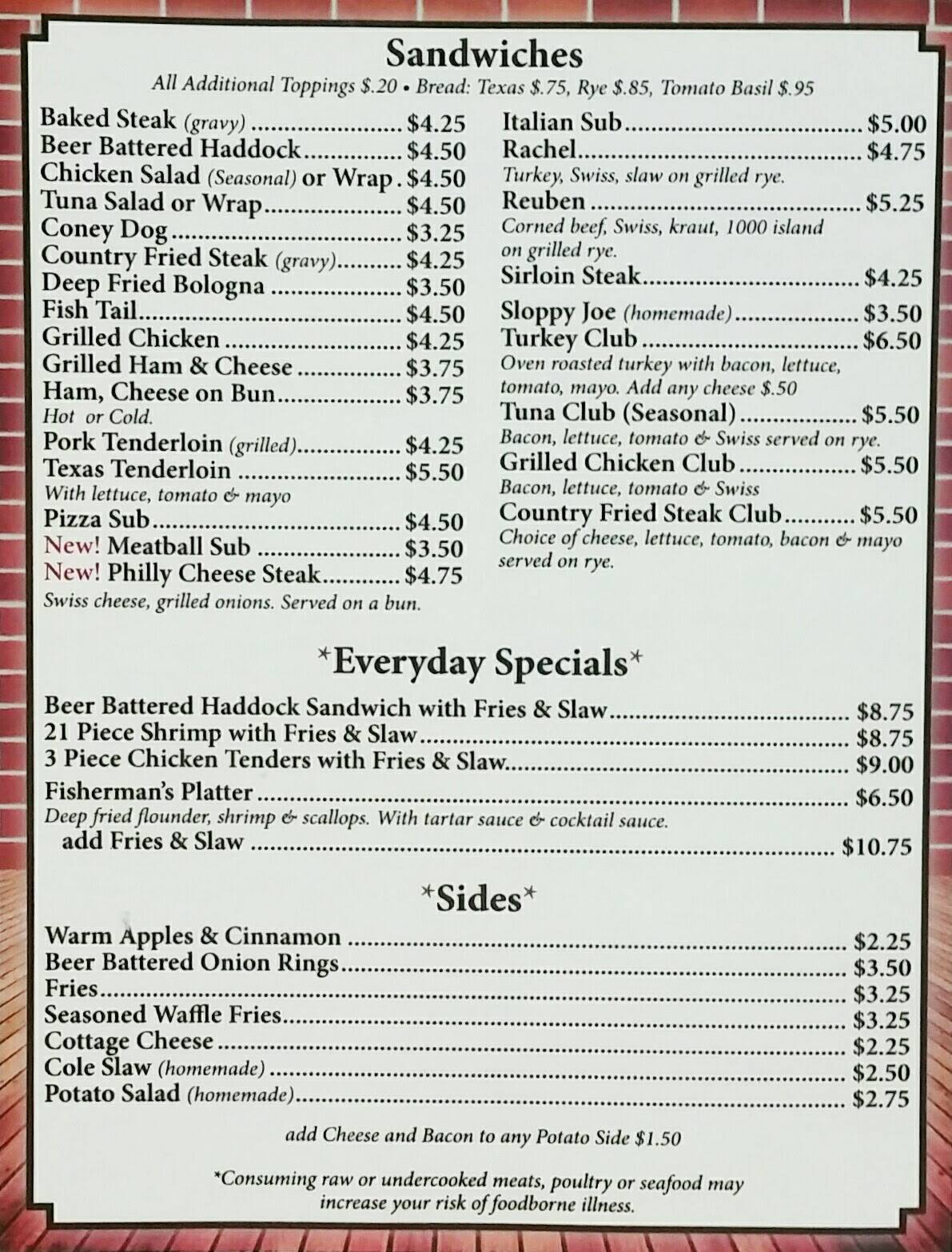Menu at Home Tavern pub & bar, Logan