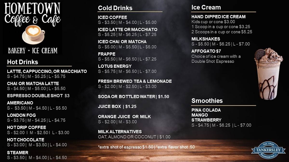 Menu at Hometown Coffee & Cafe, Berryville