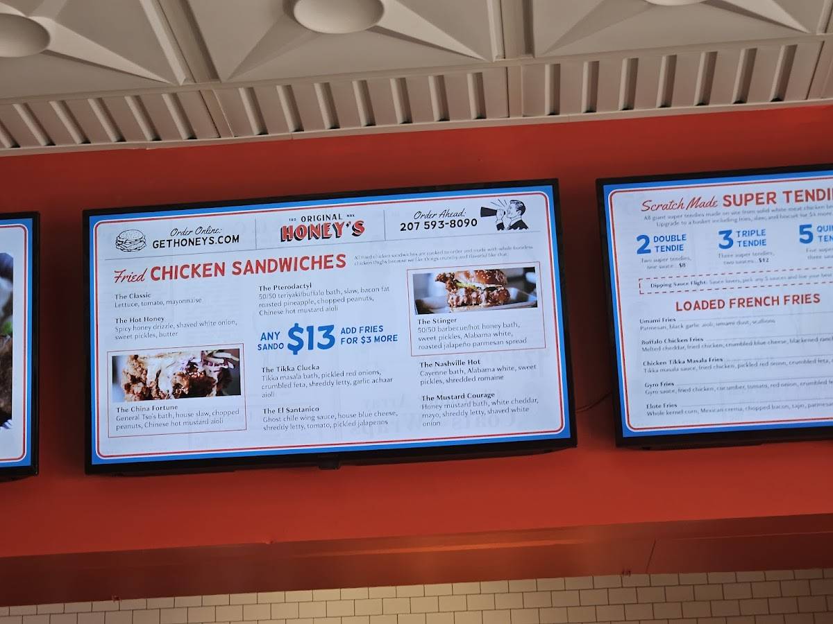 Menu at Honey's Fried Chicken Palace restaurant, Thomaston