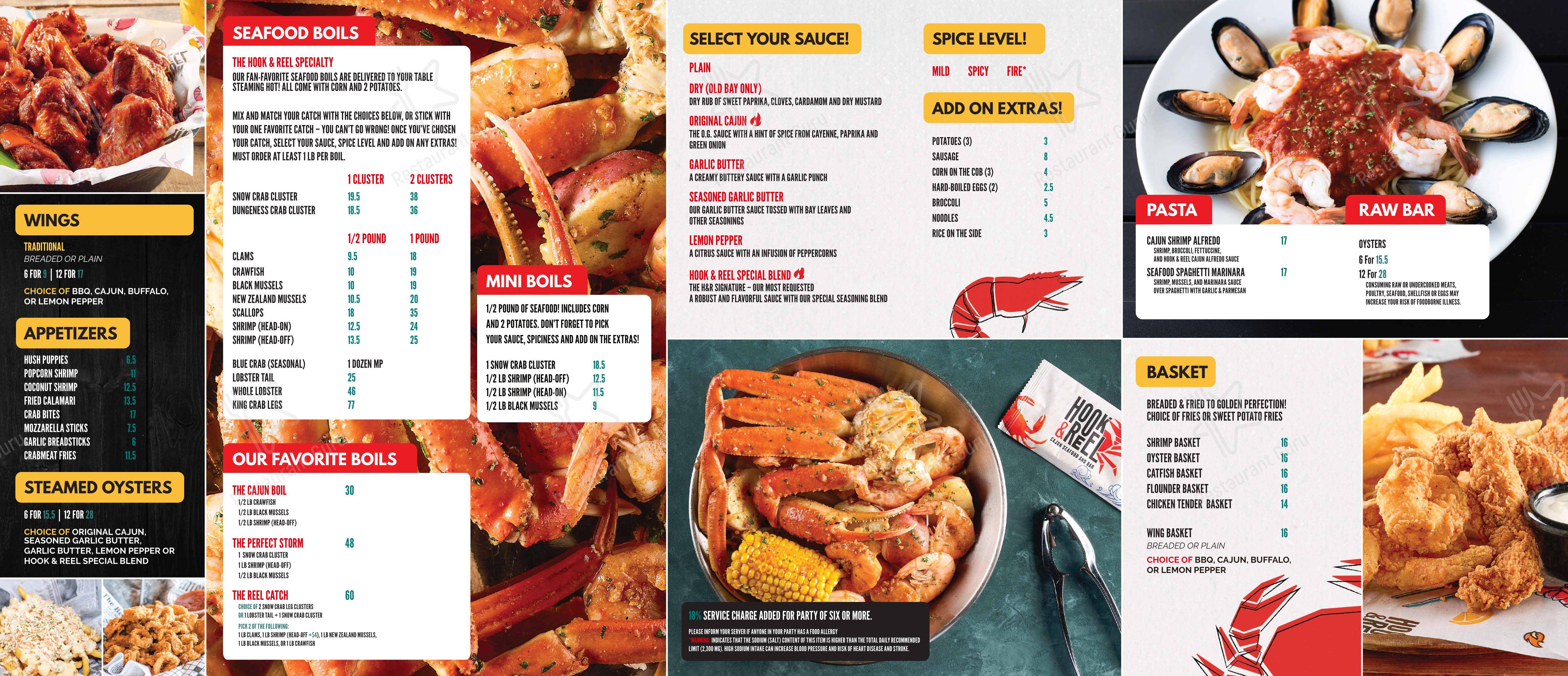 Menu at Hook & Reel Cajun Seafood & Bar, Middletown
