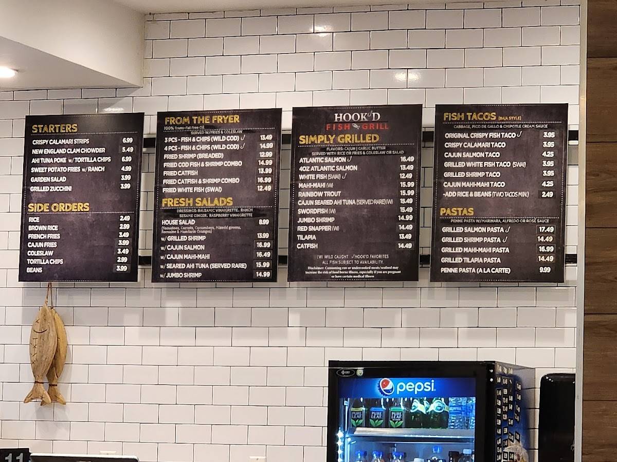 Menu at Hook'd Fish Grill restaurant, Los Angeles, Nordhoff St Unit 6