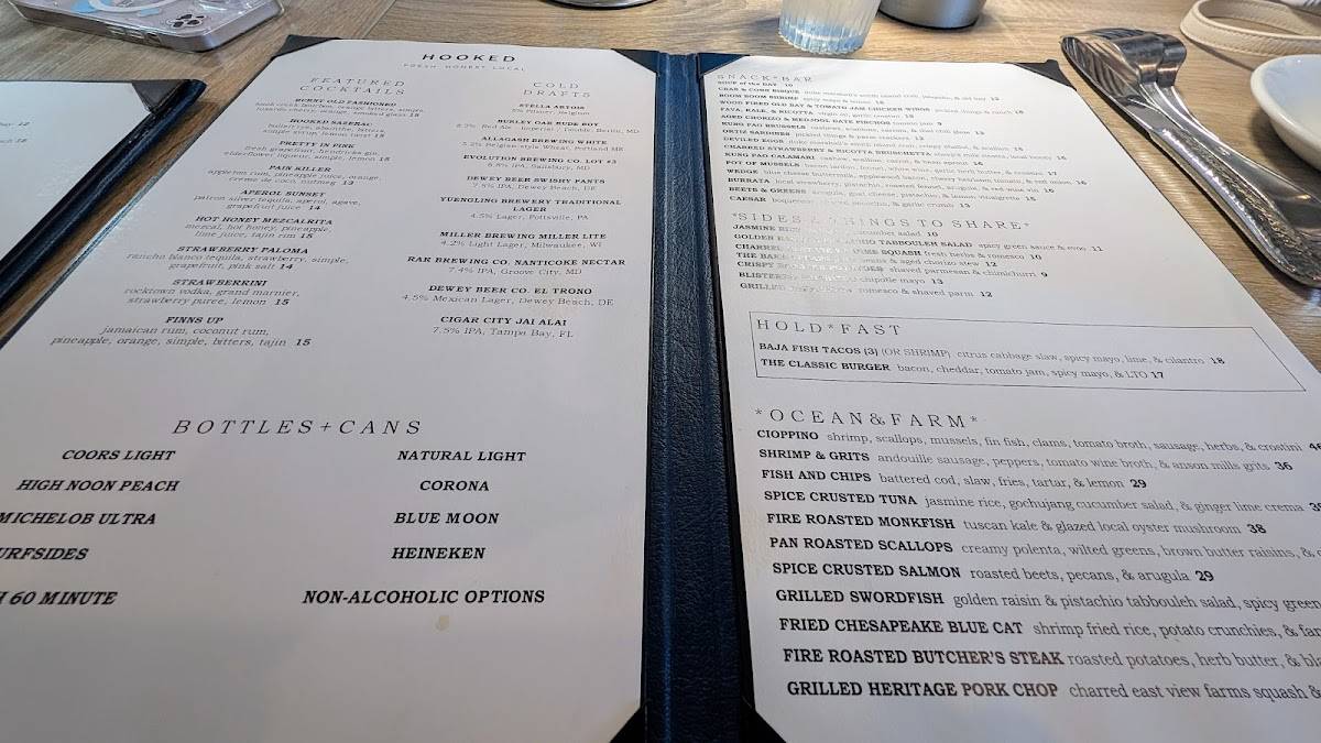 Menu at Hooked restaurant, Ocean City