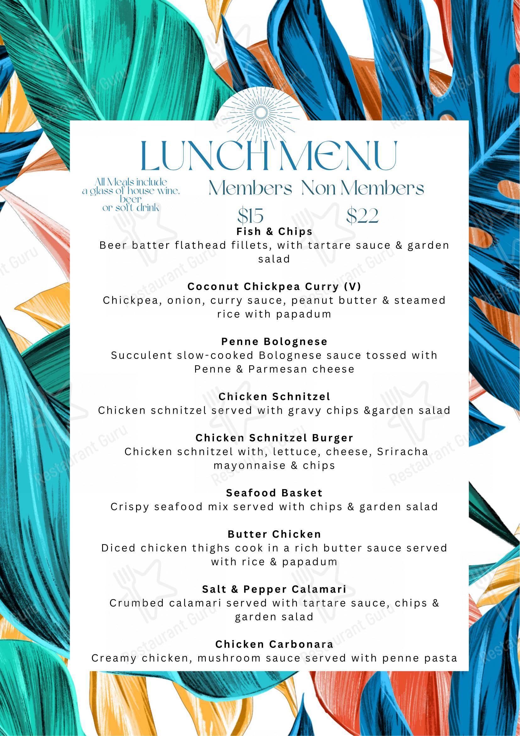 Menu at Hoppers Crossing Sports Club, Hoppers Crossing