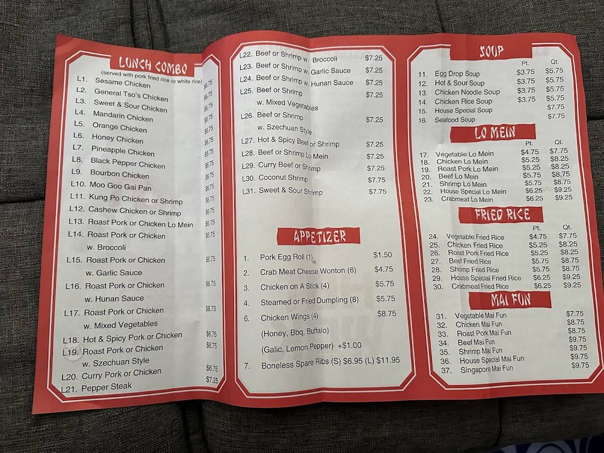 Menu at Hot Wok restaurant, Tylertown, Plaza Dr
