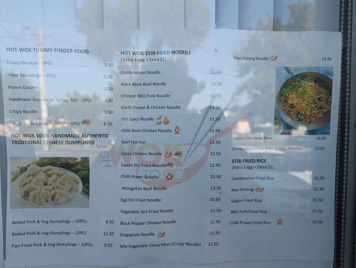 Menu at Hot Wok to Go restaurant, Goodwood