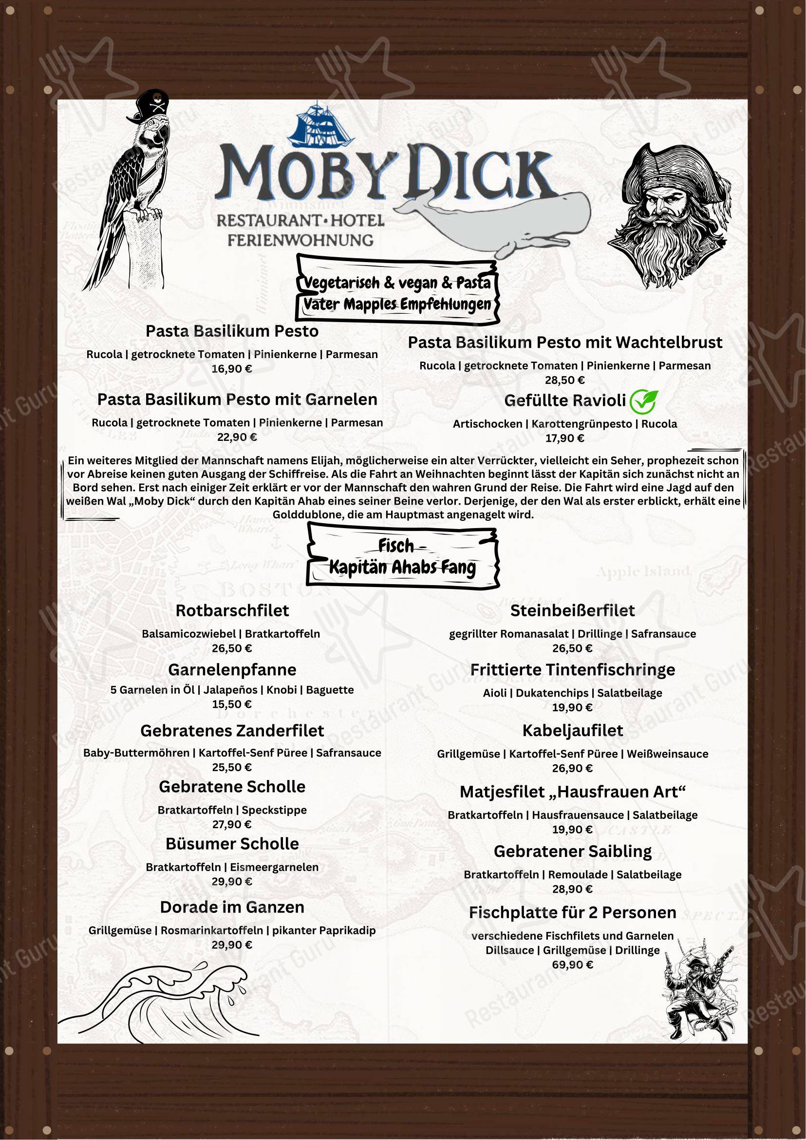 Speisekarte von Restaurant Moby Dick, Wustrow