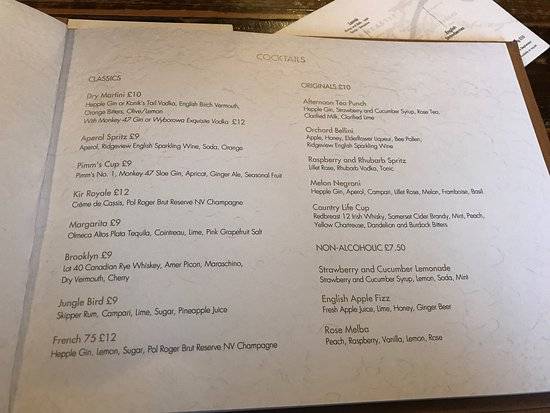 Menu at House of Tides restaurant, Newcastle upon Tyne