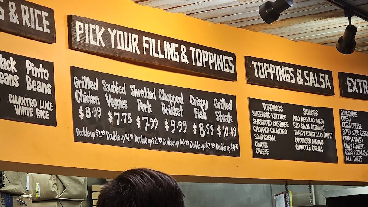 Menu at Cabo Bob's restaurant, Houston