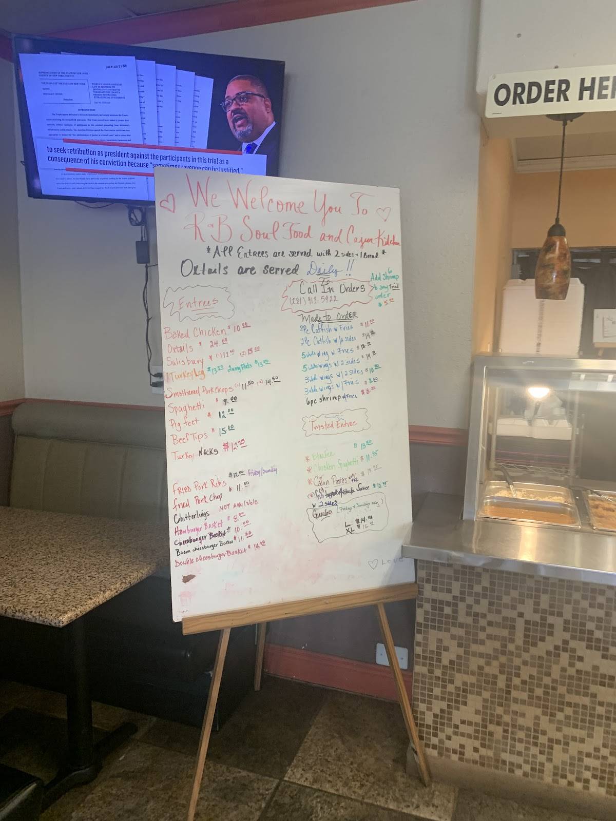 Menu at R&B Soul Food & Cajun Kitchen restaurant, Humble