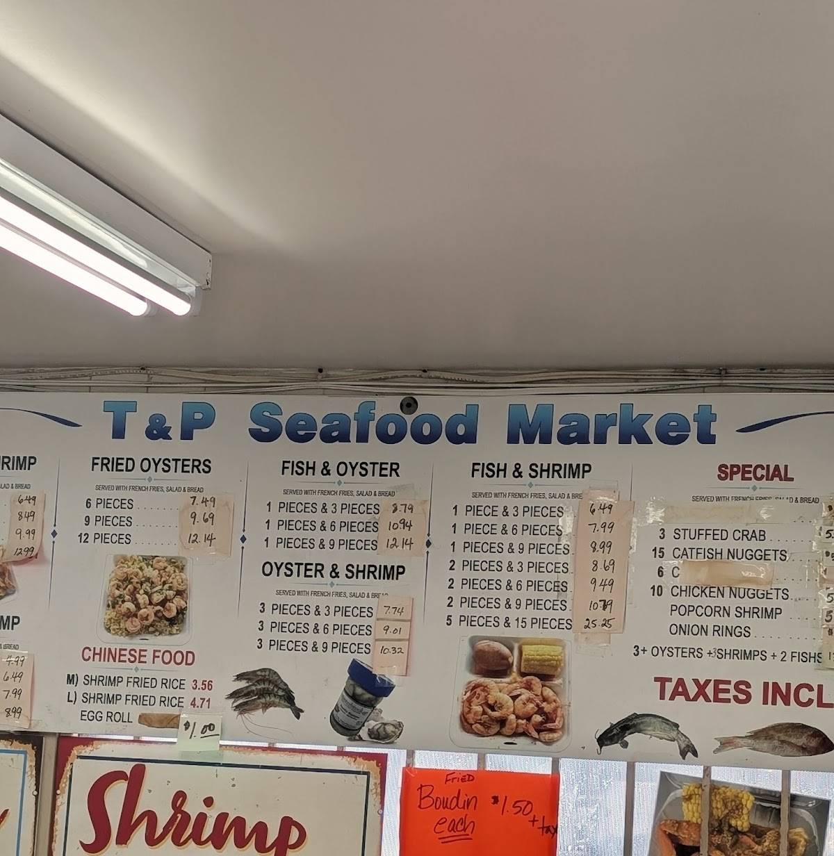 Menu at T.P. Seafood restaurant, Houston