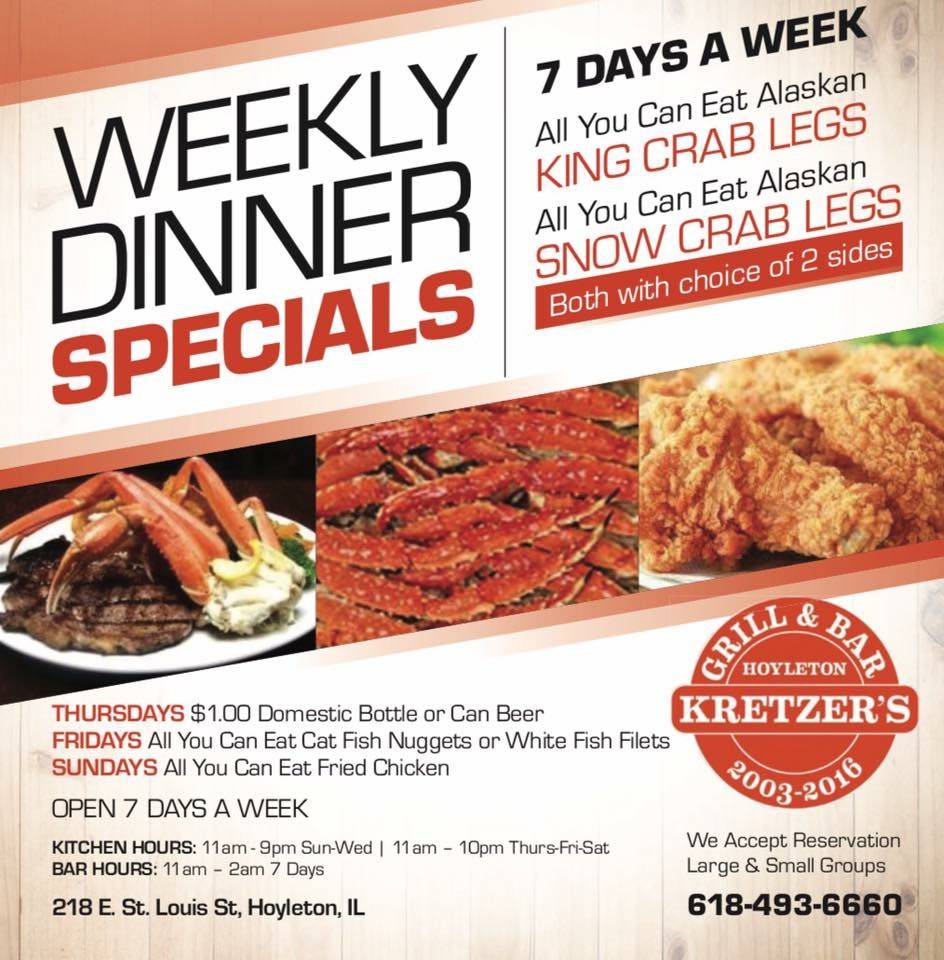 Menu at Kretzer's Grill and Bar, Hoyleton