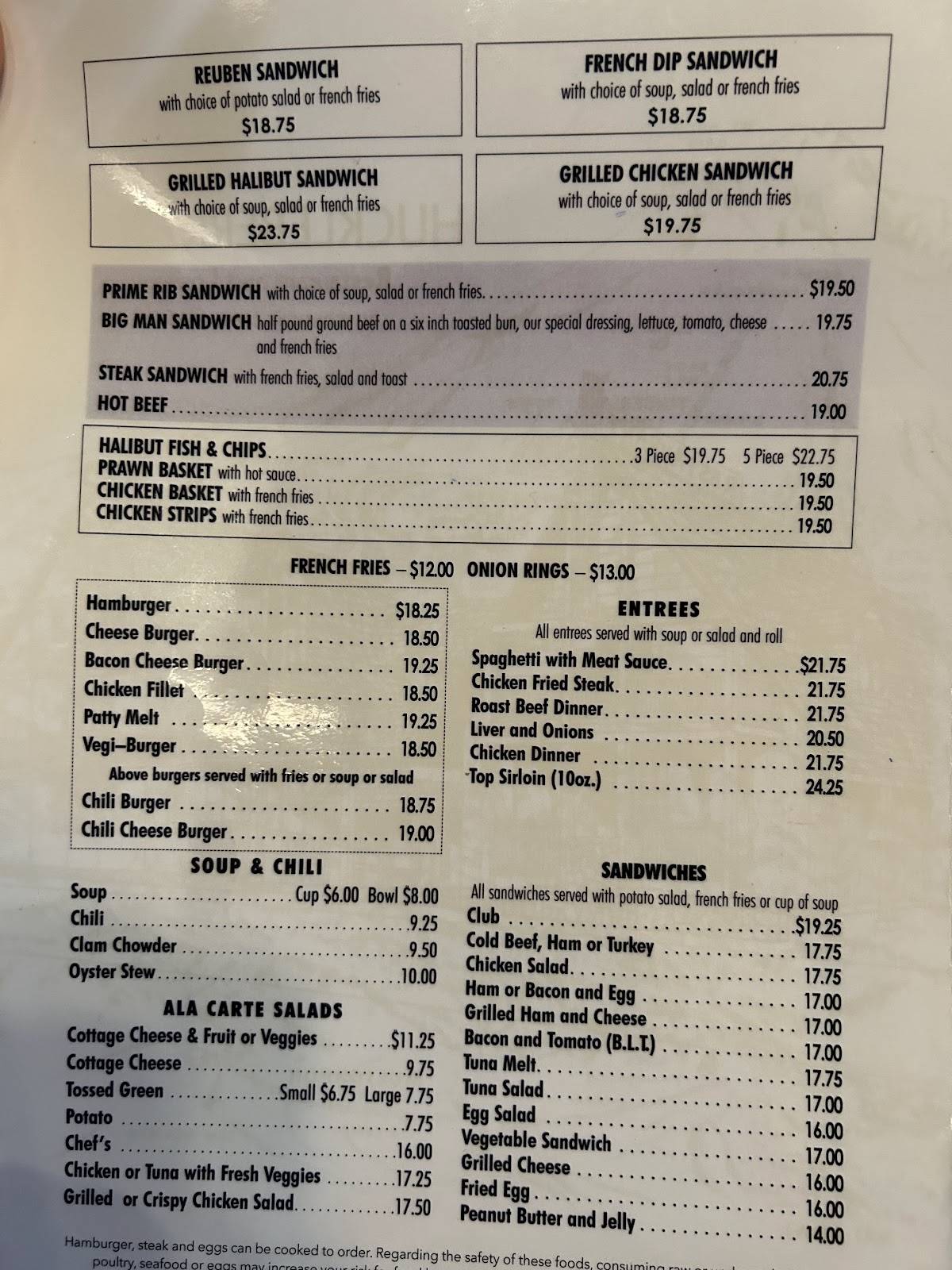 Menu at Huckleberry Inn Restaurant, Government Camp