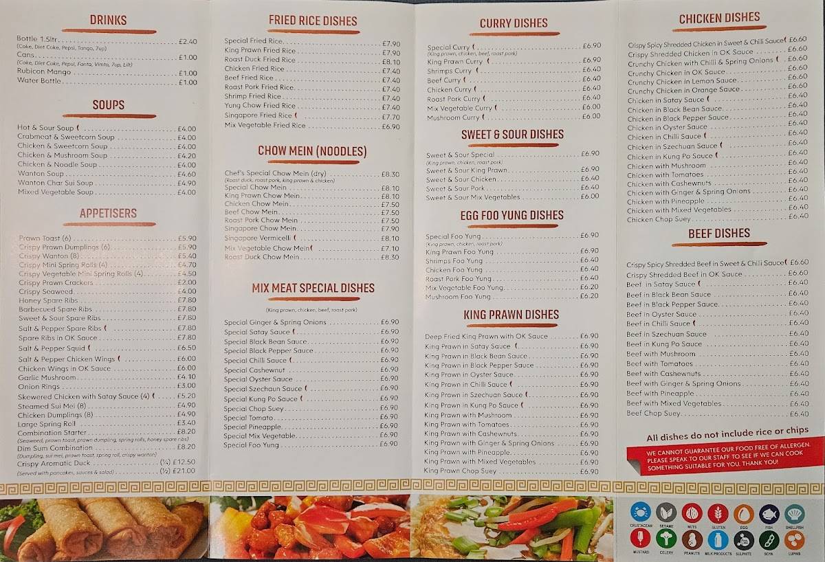 Menu at Red Dragon fast food, Huddersfield