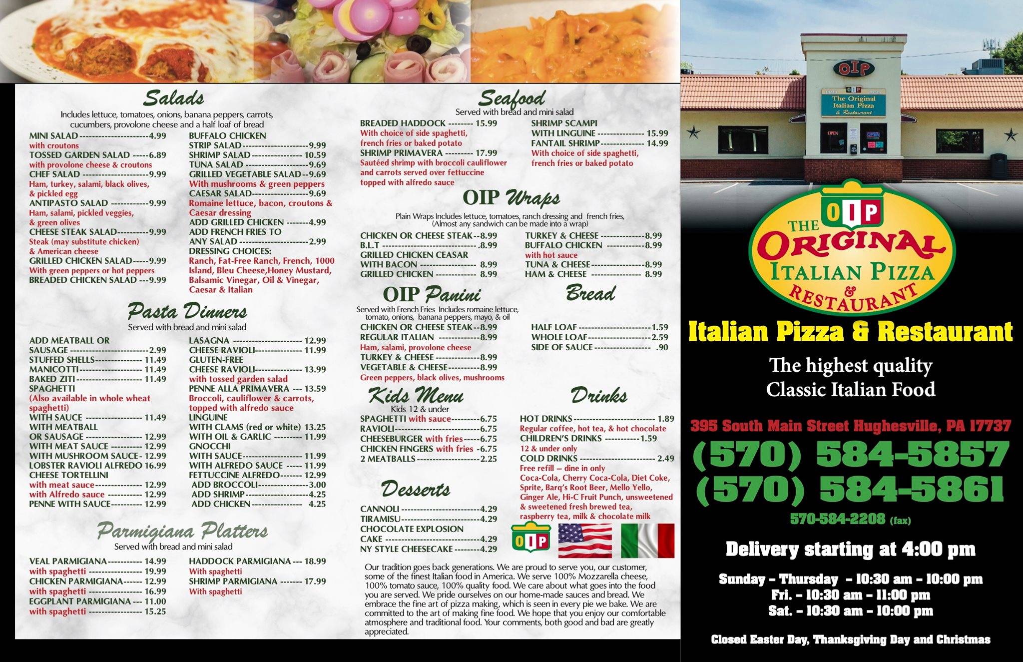 Menu at Original Italian Pizza pizzeria, Hughesville, 395 S Main St