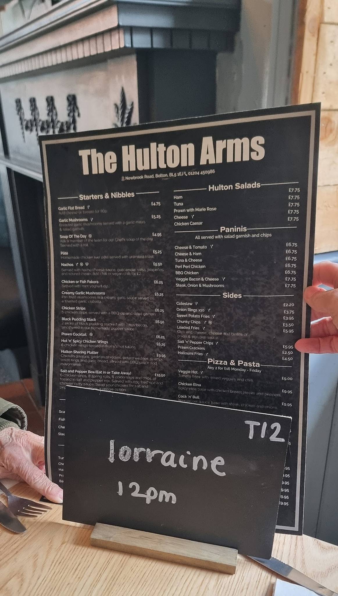 Menu at Hulton Arms pub & bar, Bolton