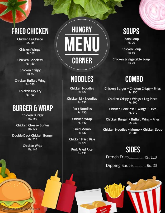 Menu at Hungry Corner, Jowai