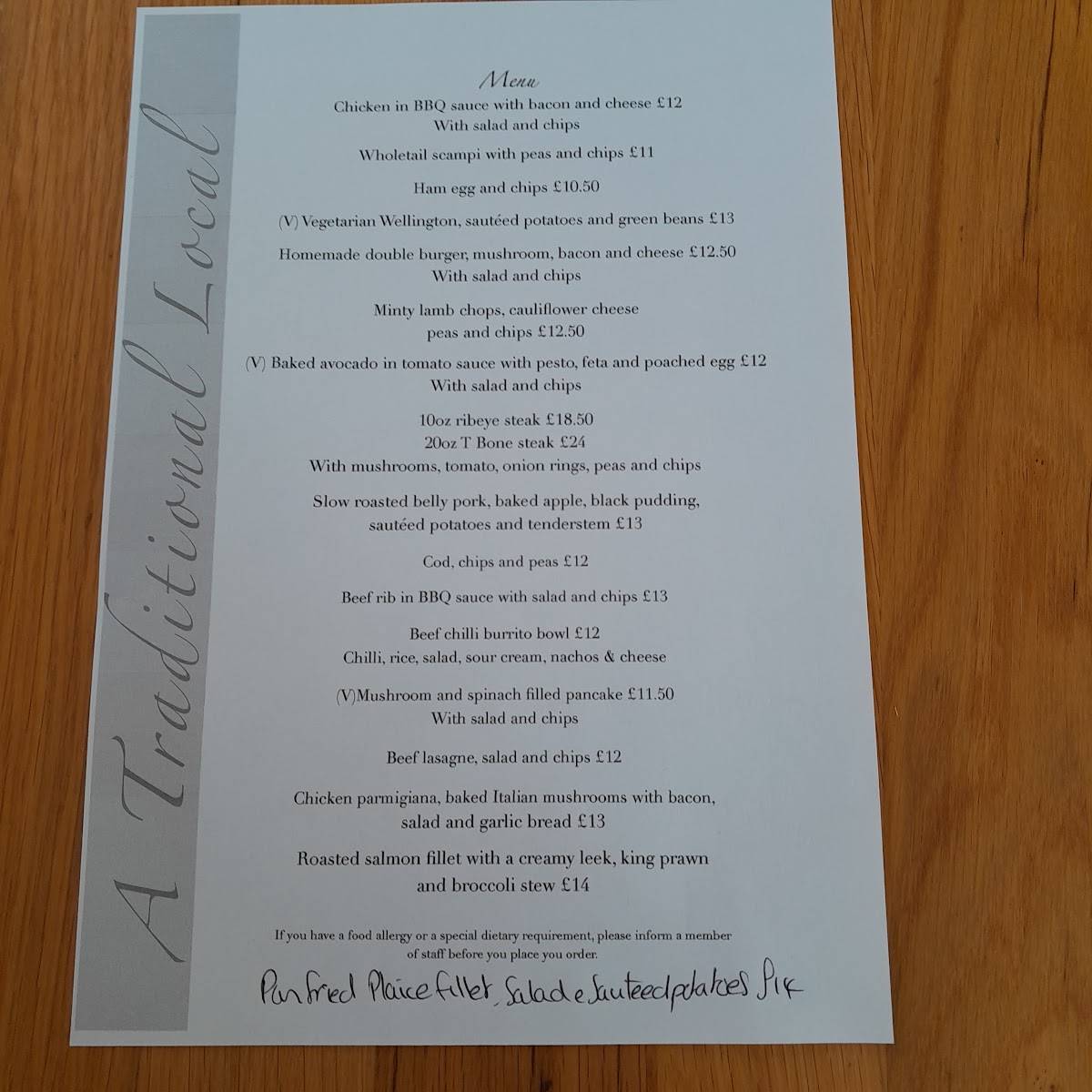 Menu at Huntingfield Arms pub & bar, Huntingfield