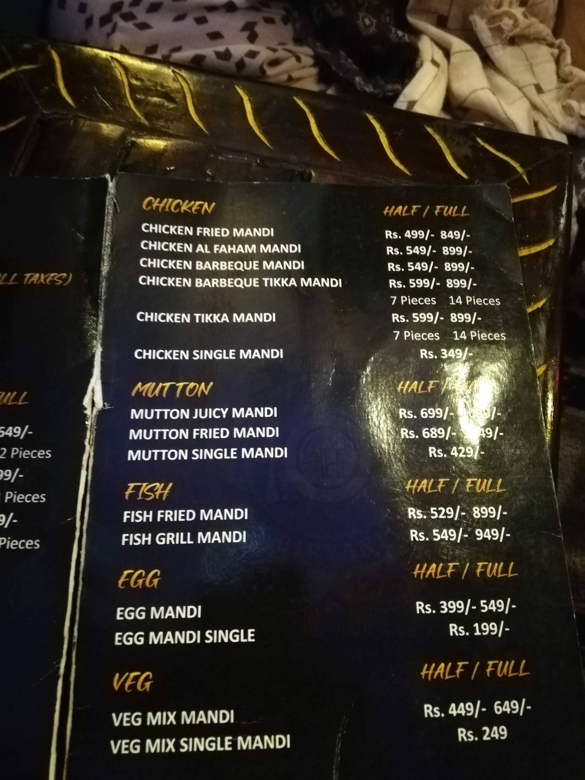 Menu at Habibi Mandi Restaurant Nallagandla, Hyderabad