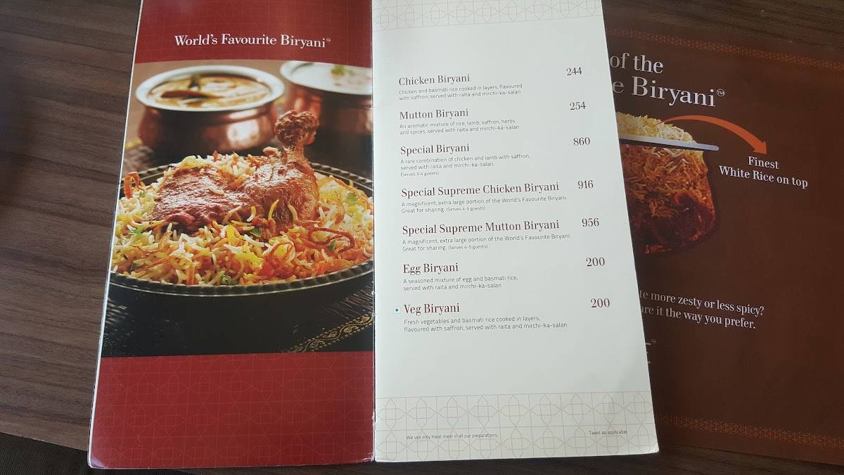 Menu at Paradise Biryani Imax, Hyderabad, NTR Marg