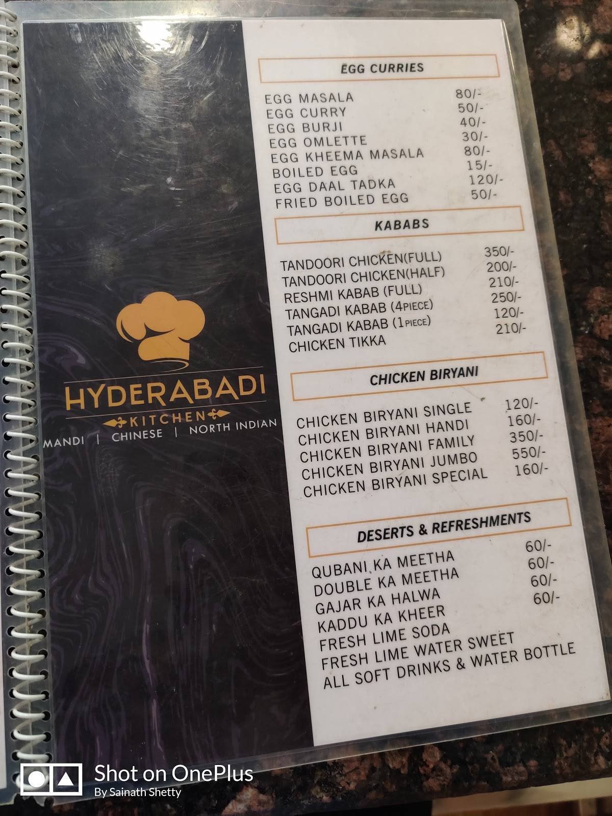 Menu at Hyderabadi kitchen arabian restaurant, Hyderabad