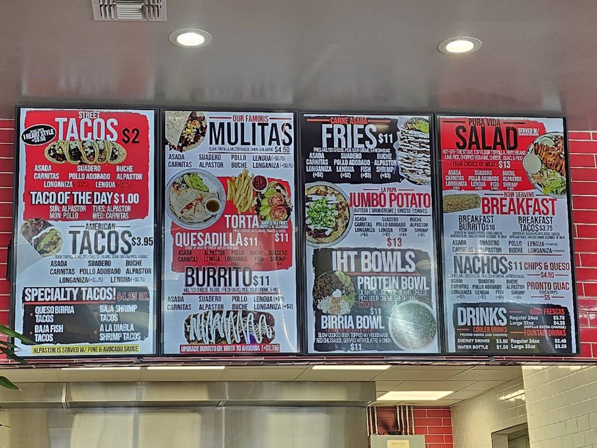 Menu at I Heart Tacos restaurant, Bullhead City