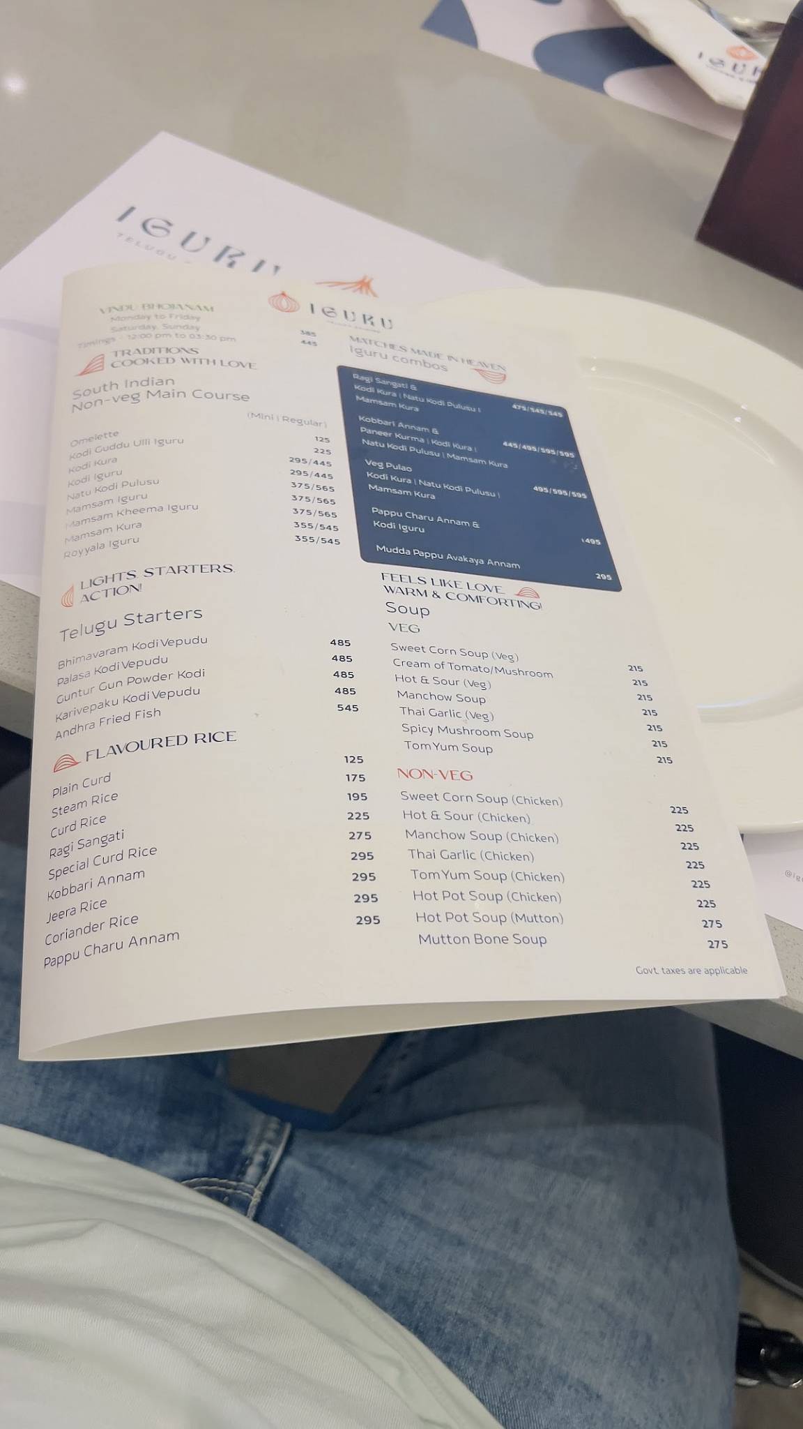 Menu at IGURU Banquets & Restaurant, Hyderabad