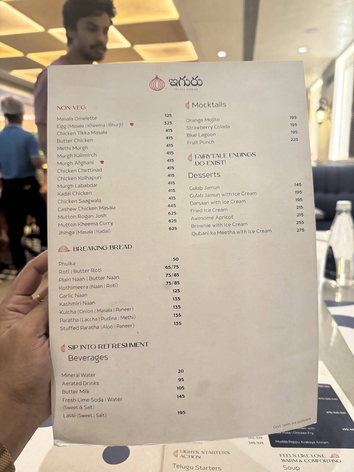 Menu at IGURU Banquets & Restaurant, Hyderabad