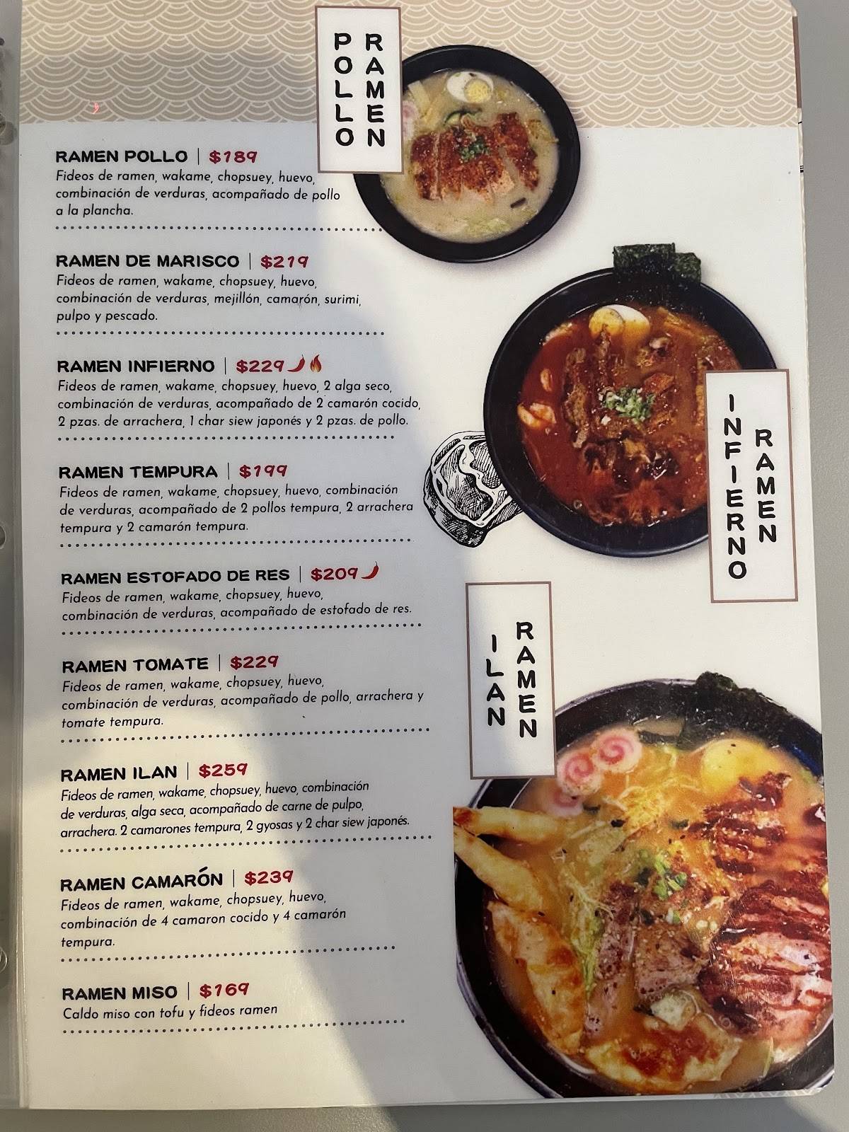Carta del restaurante ILAN Ramen & Sushi, Ciudad General Escobedo