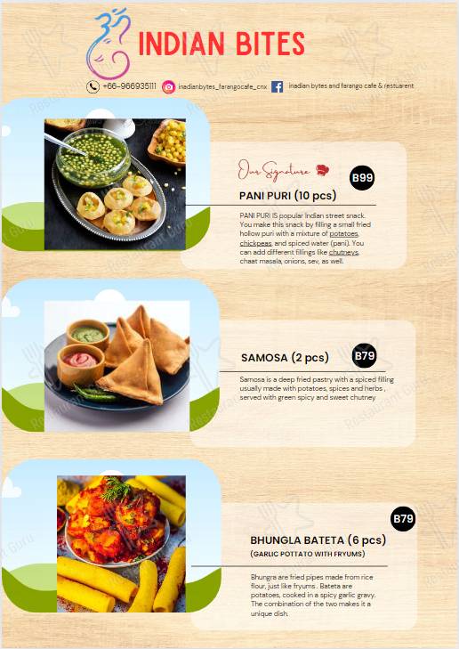 Menu at INDIAN Bites Cafe & Vegetarian and Vegan Restaurant, Chiang Mai