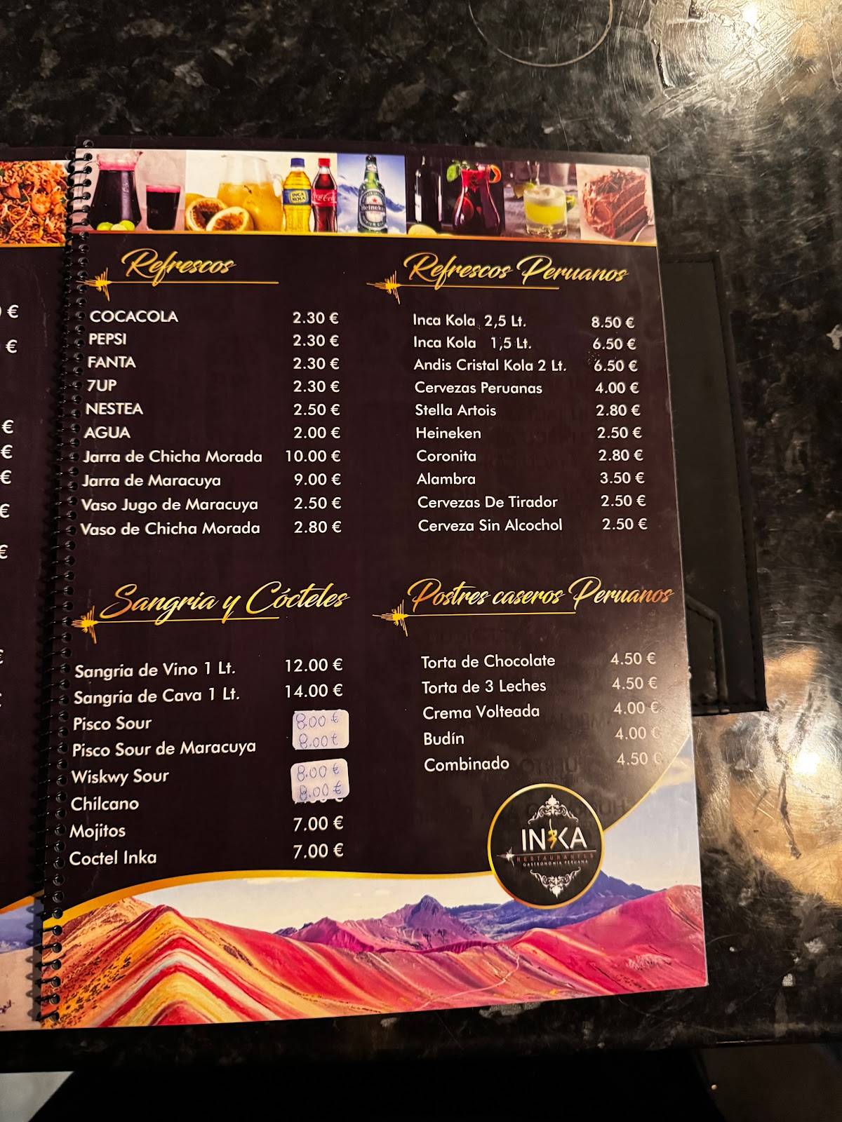 Carta de INKA 3 – Restaurant peruà, Barcelona