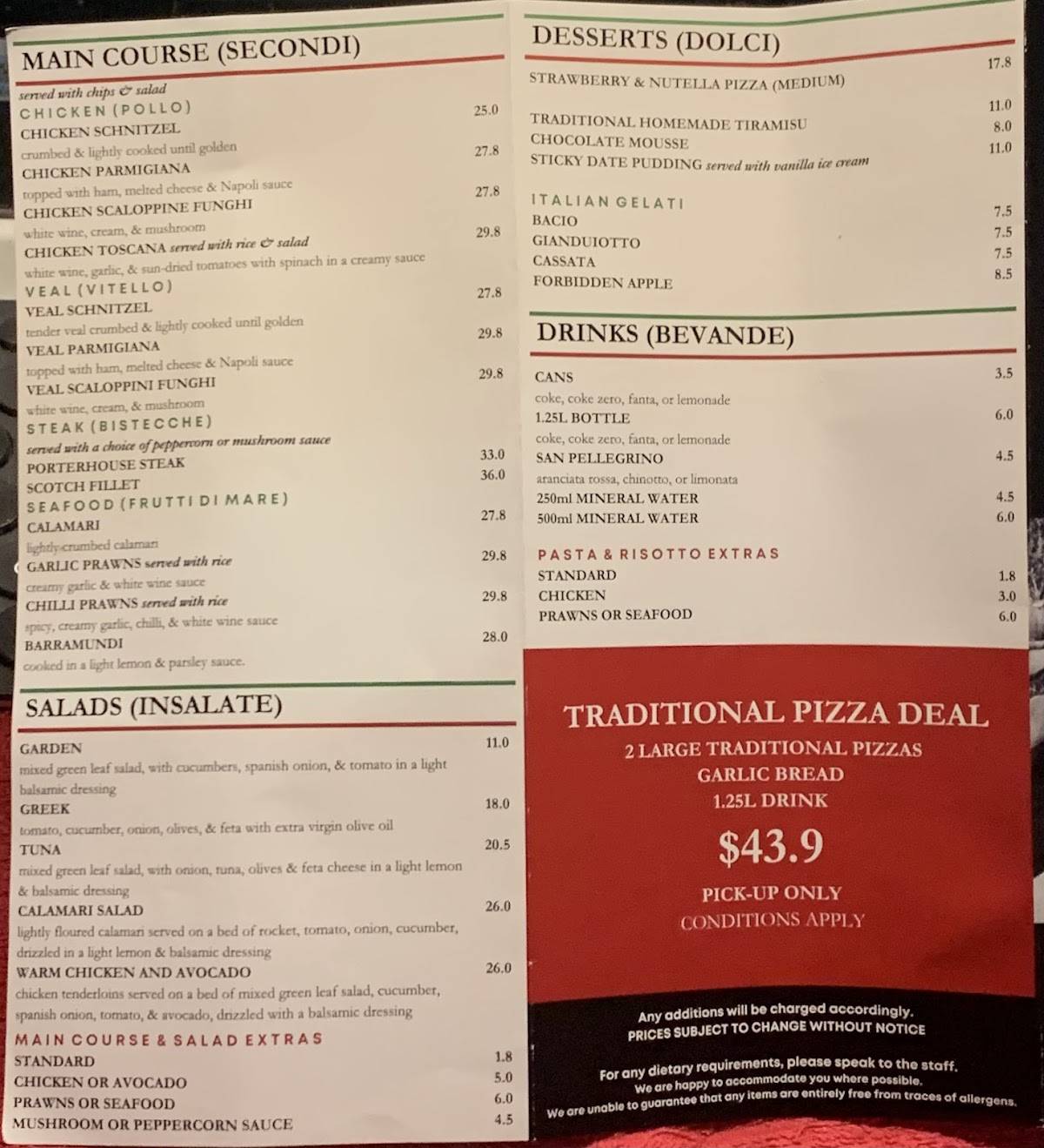 Menu at Il Corso Pizzeria & Restaurant, Laverton