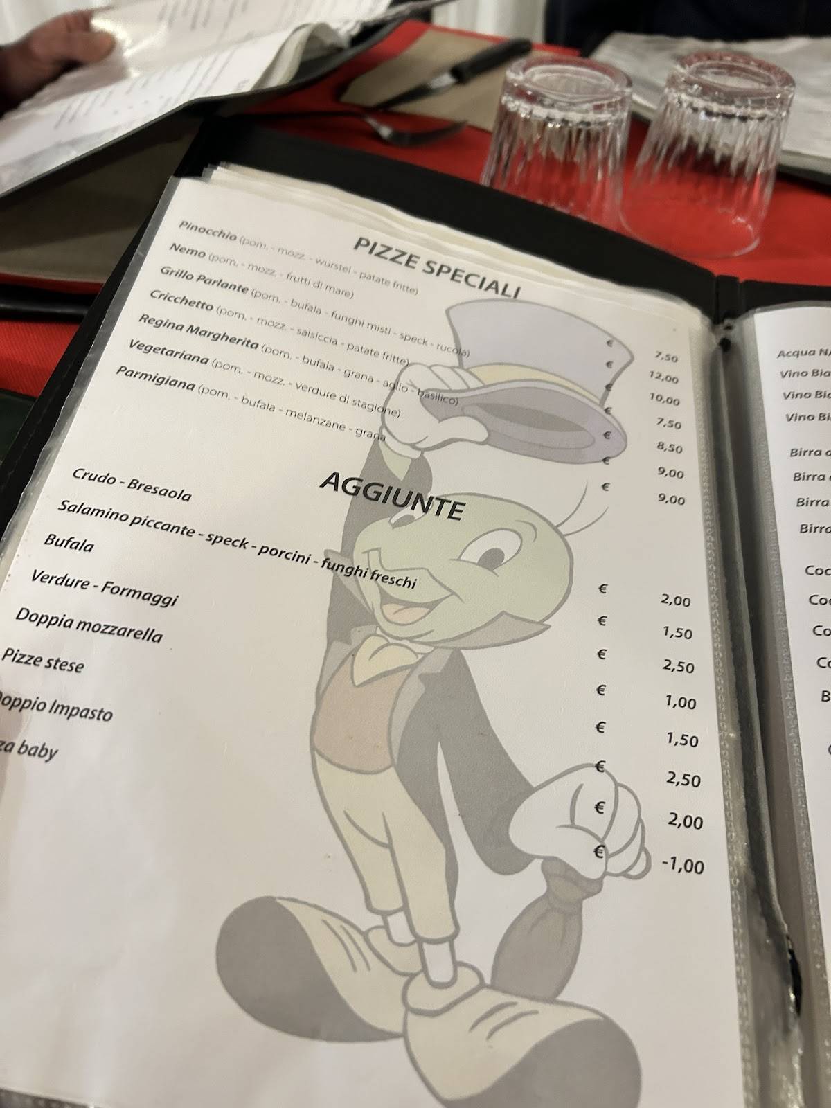 Menu da Il Grillo ristorante, Copparo