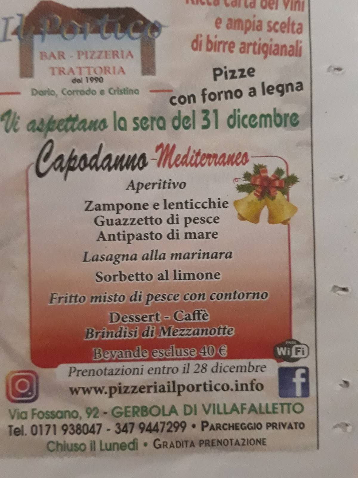 Menu at Il Portico restaurant, Gerbola