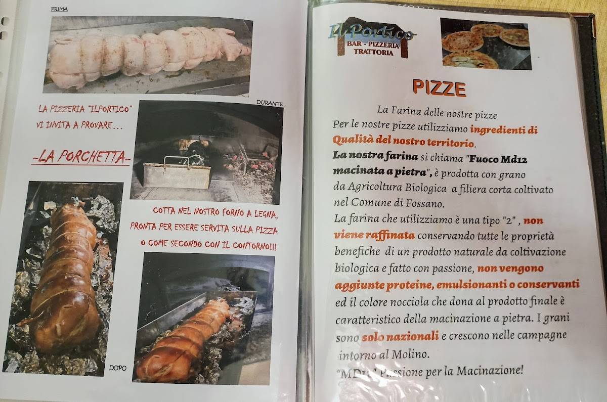 Menu da Il Portico ristorante, Gerbola