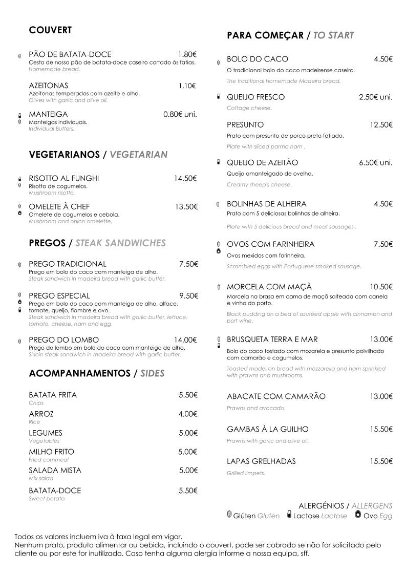 Menu em O Ilha da Madeira BBQ, Lisboa, R. Campo de Ourique 33
