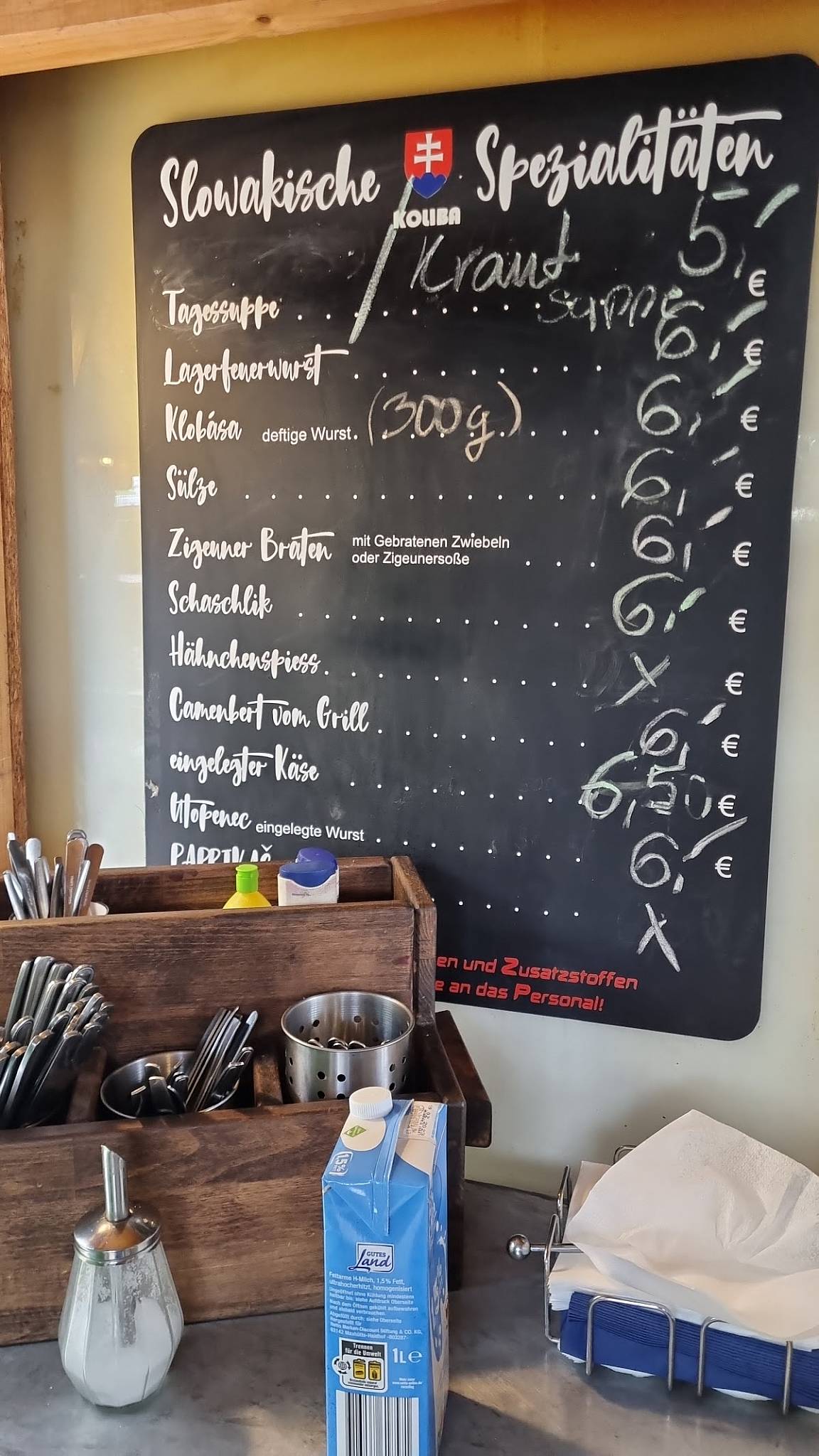 Menu au Imbiss Koliba, Allemagne