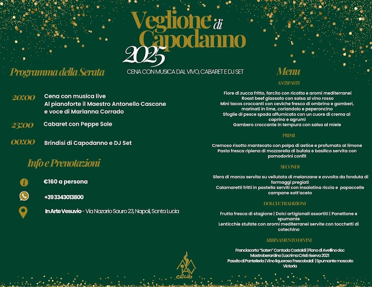 Menu at In Arte Vesuvio restaurant, Naples
