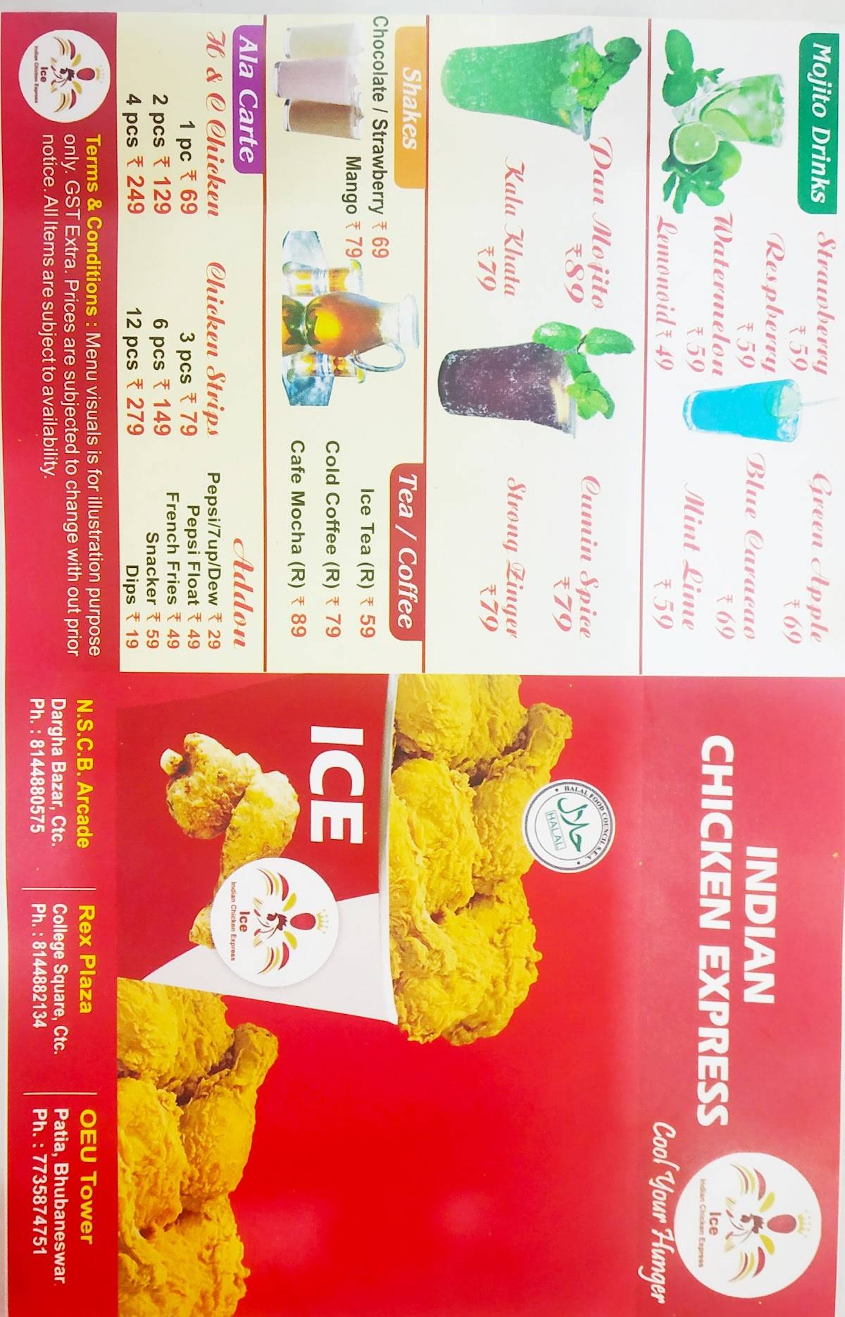Menu at Indian Chicken Express, Cuttack, N.S.C.B Arcade