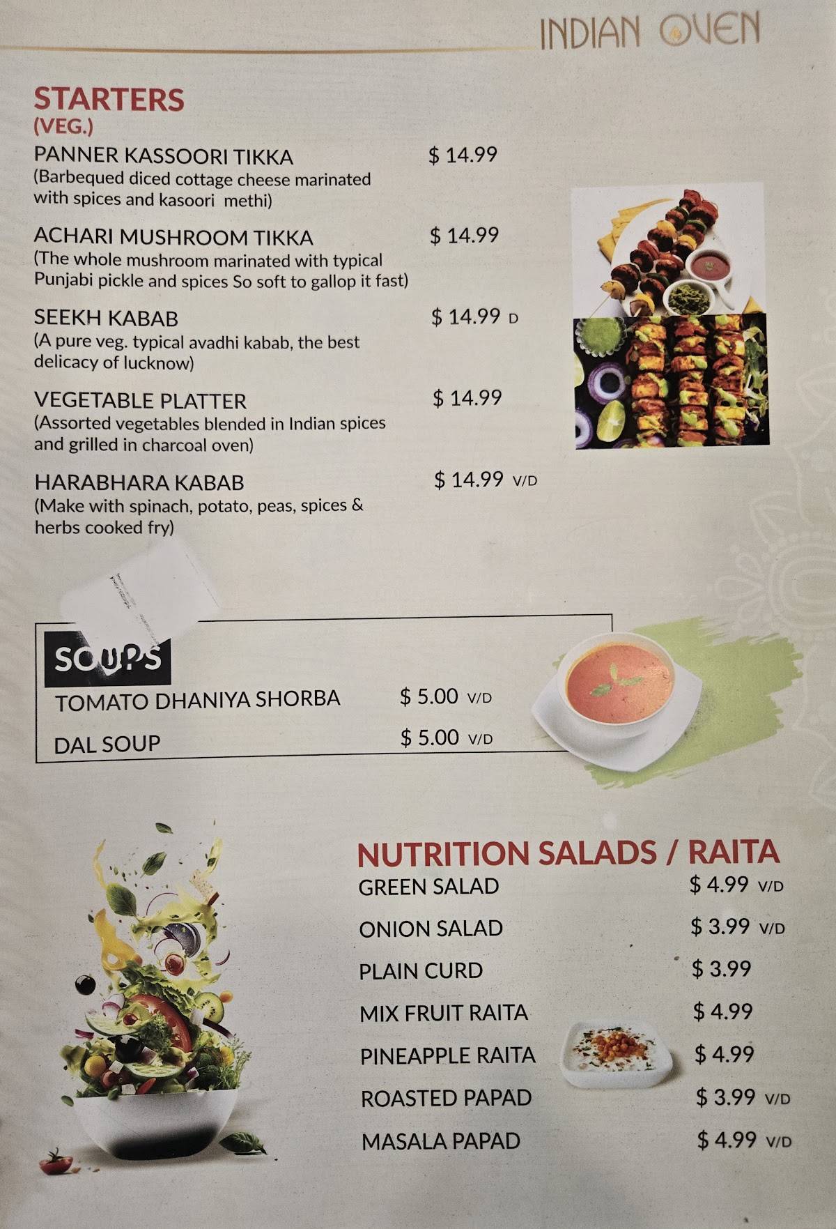 Menu at Indian Oven restaurant, Lovingston
