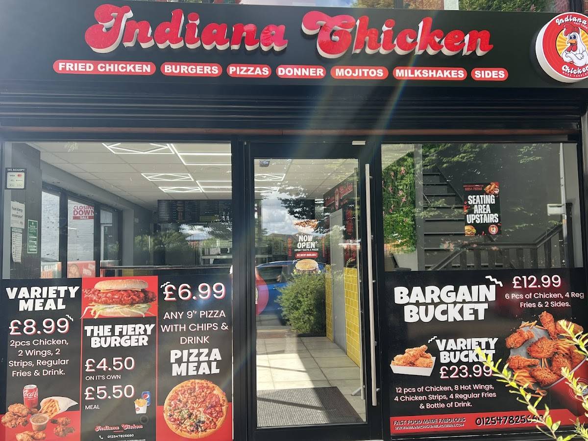 Menu at Indiana Chicken restaurant, Blackburn