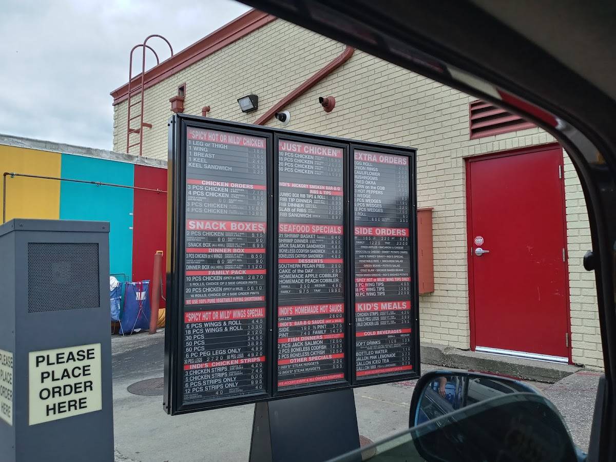 Menu at Indi's Chicken fast food, Louisville, Fern Valley Rd